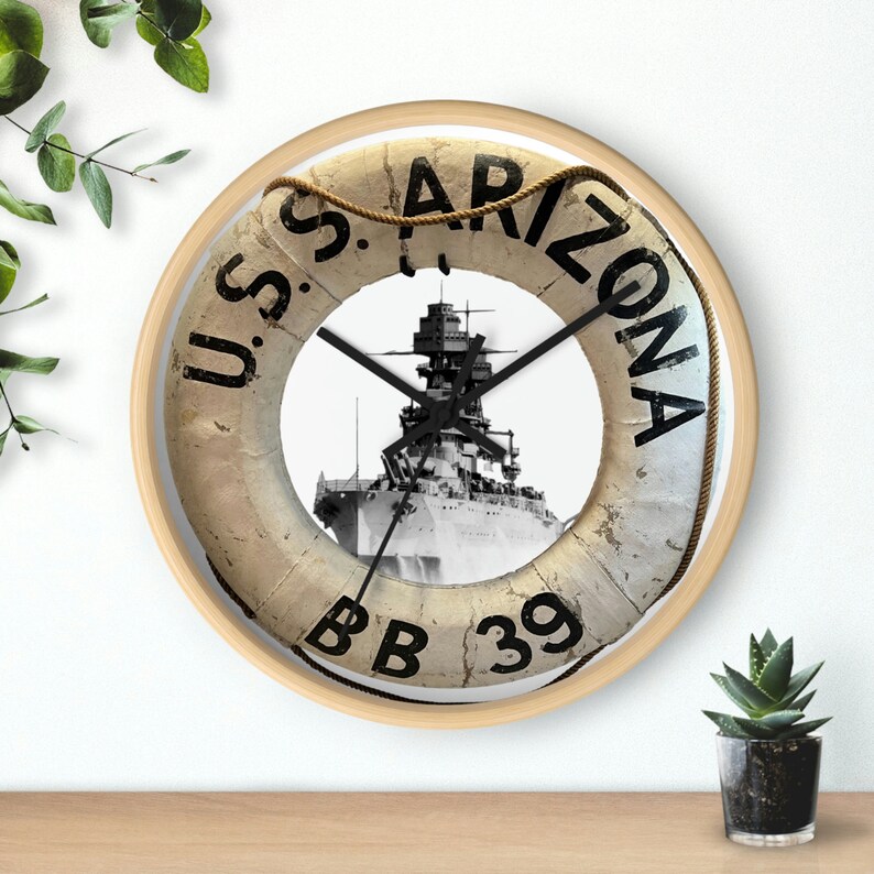U.S.S. Arizona Life Ring 10" Wall Clock - Etsy