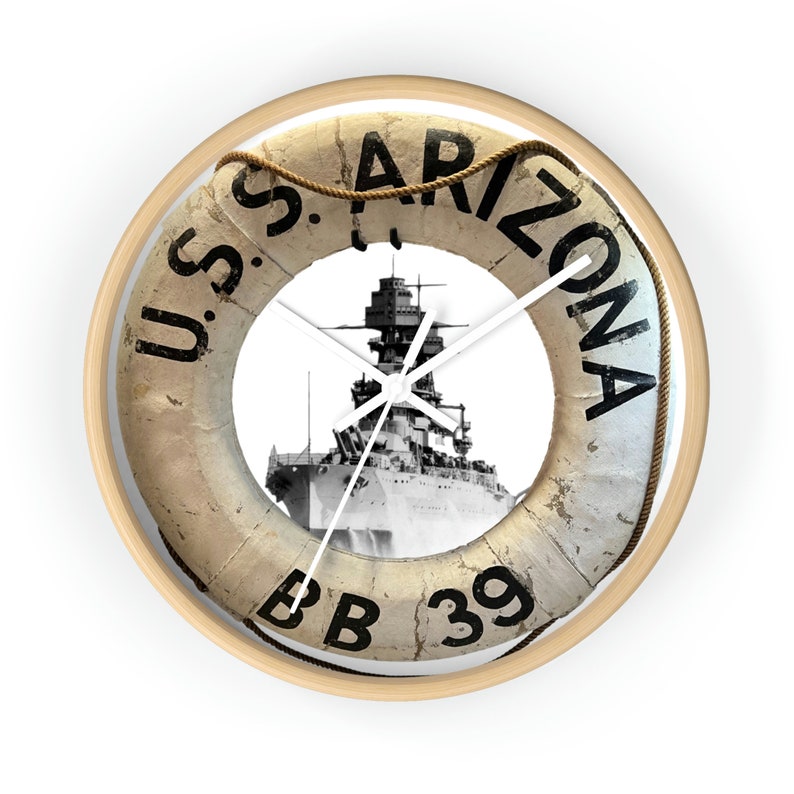 U.S.S. Arizona Life Ring 10" Wall Clock - Etsy