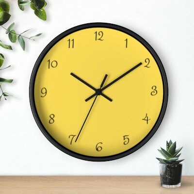 Yellow and Black Clock, Minimalist Clock, Modern Simple Wall Clock ...
