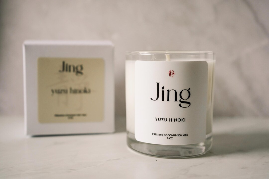 Yuzu Hinoki Candle | 8oz Glass Jar | Asian-inspired Handmade Scented ...