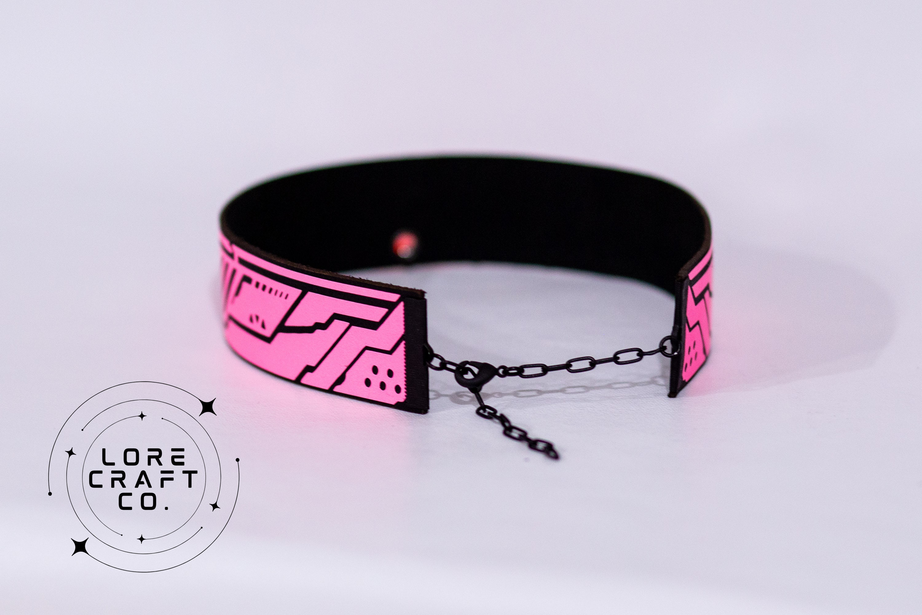 Cyberpunk Cat Mech Choker, Glow in the Dark Pink, UV Reactive ...