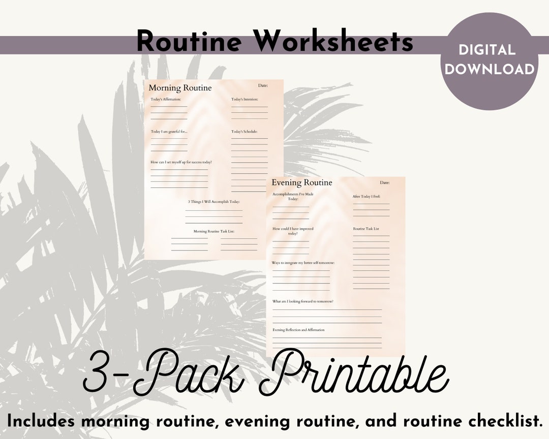 Routine Checklist Printable Planner Insert, Daily Morning and Evening ...
