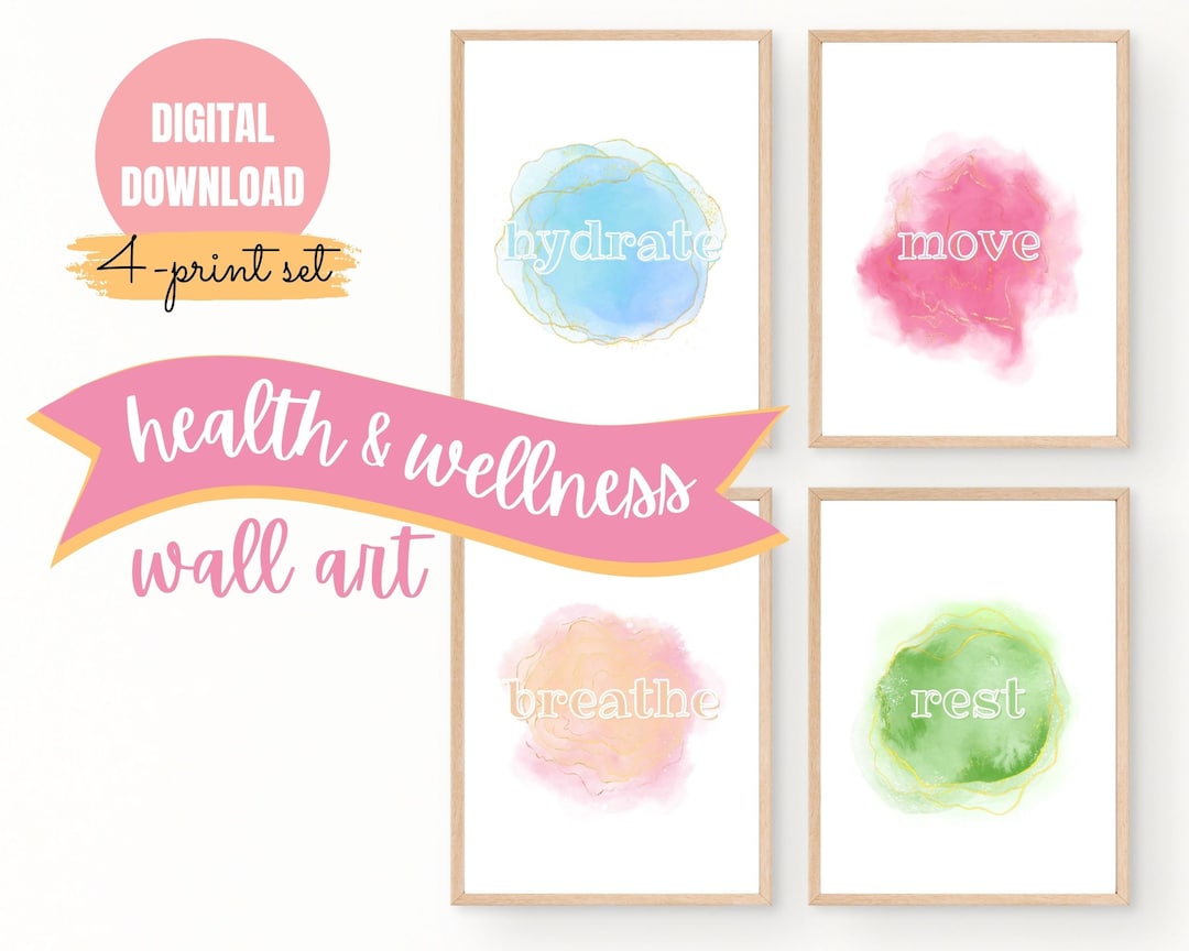Health and Wellness Wall Art for Spa or Home Colorful Printable Home ...