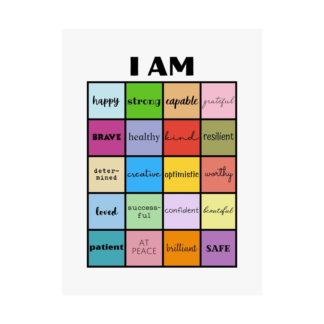 Daily Affirmations Wall Art | I Am | Positive Thinking | Motivational ...