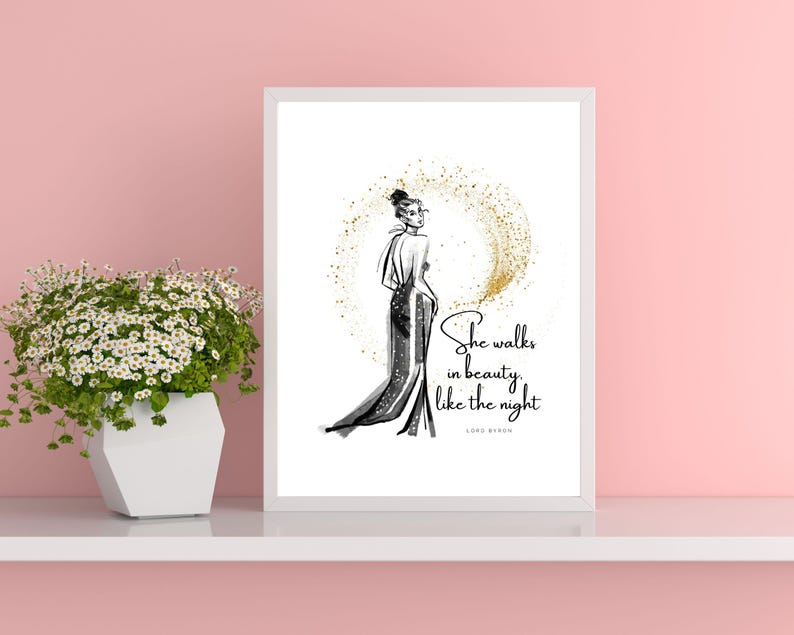 Beauty Wall Art | Lord Byron Poem | She Walks in Beauty | Literary ...
