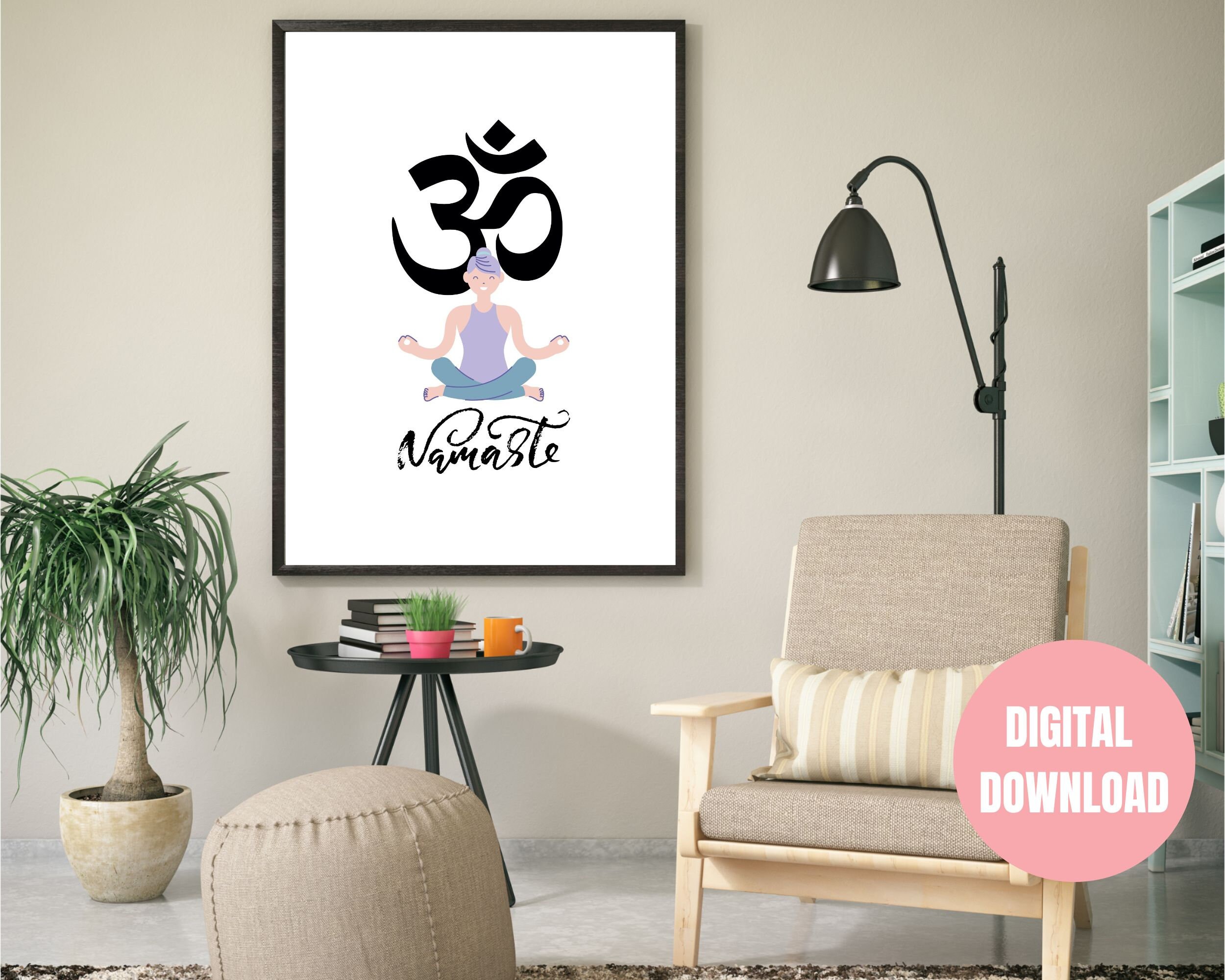 Namaste Meditation Om Yoga Printable Wall Art Home Decor Unique Digital ...