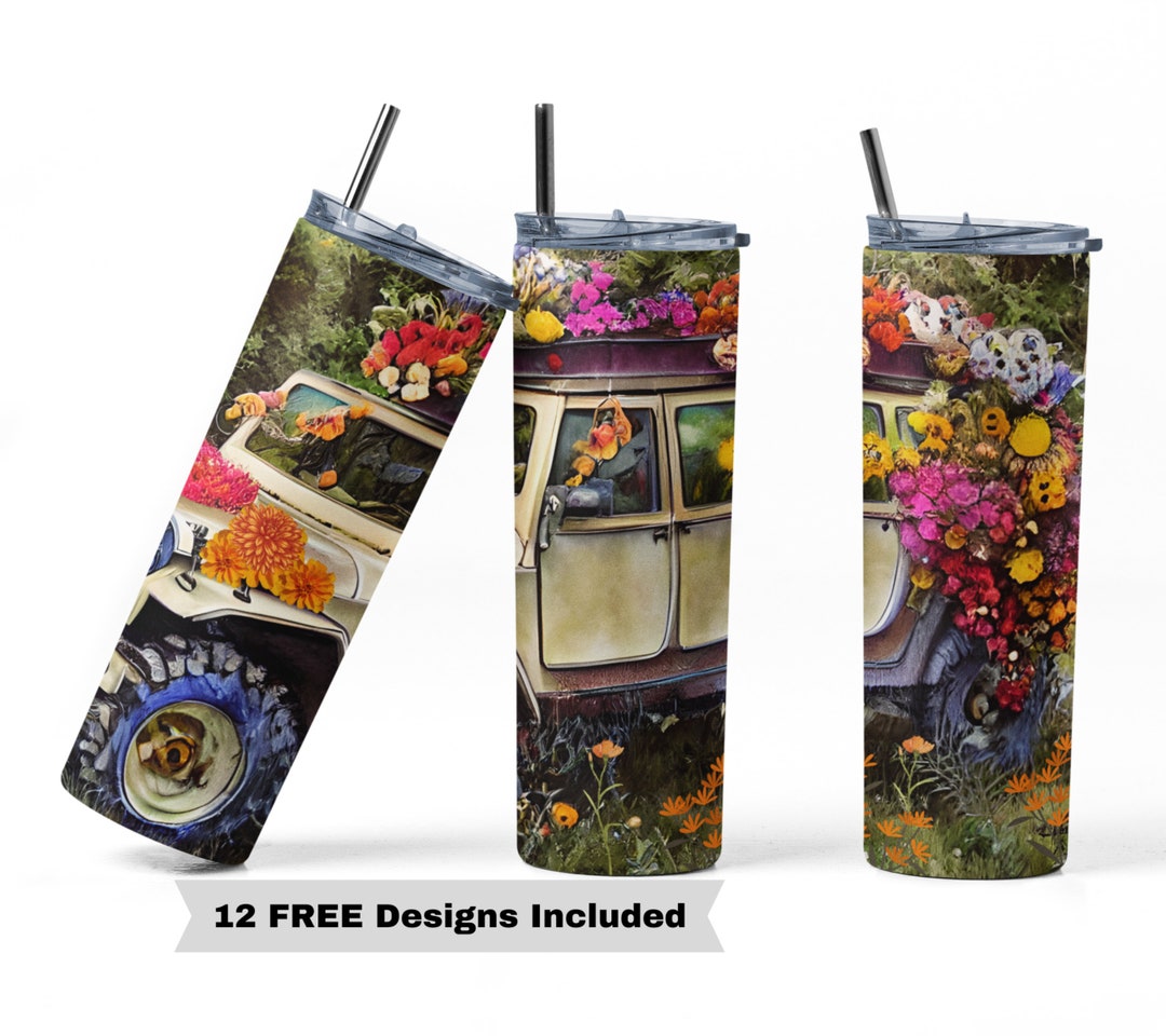 20oz Skinny Straight Spring Flowers Jeep Life Sublimation Tumbler ...