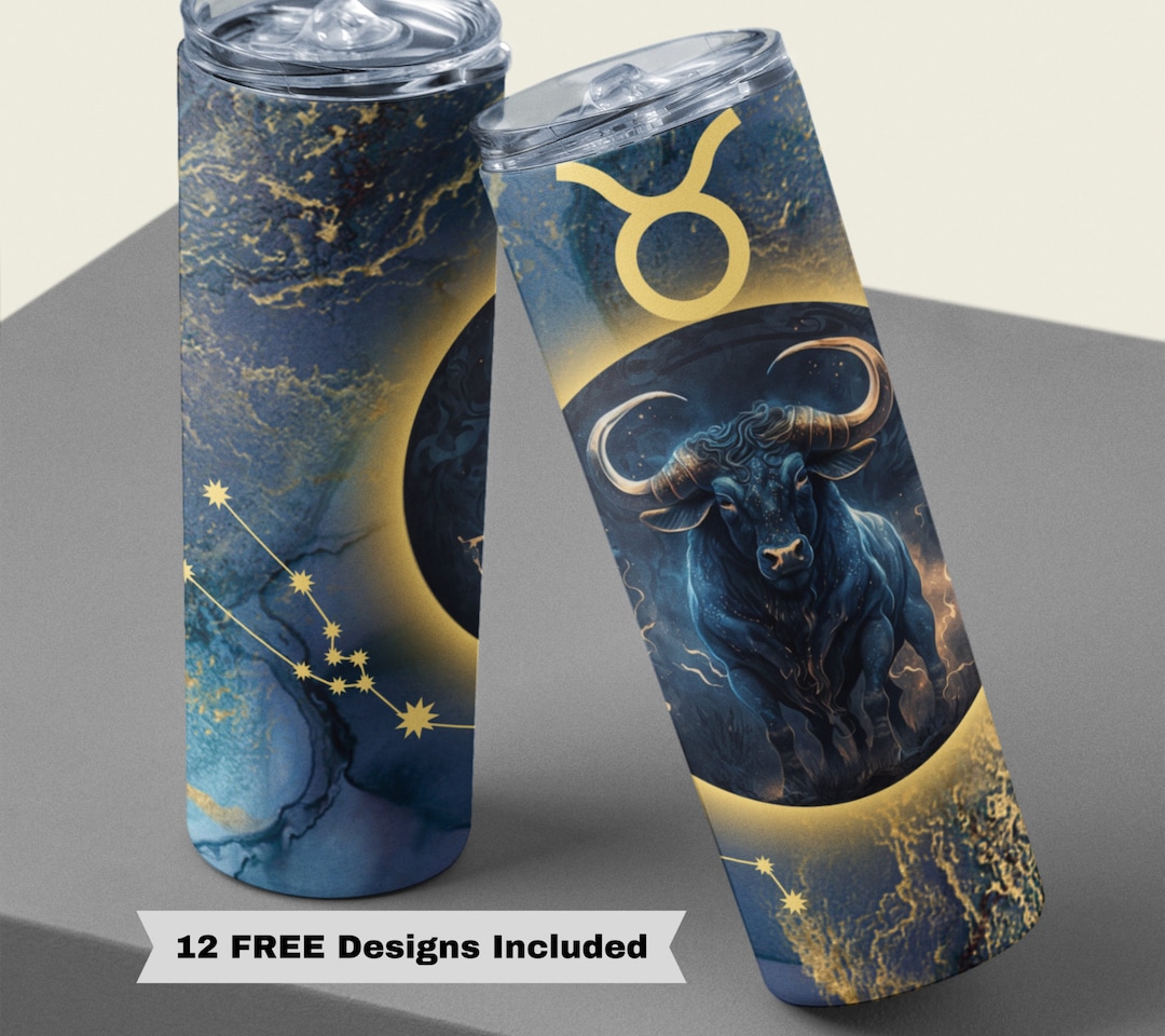 20oz Skinny Straight Alcohol Ink Taurus Sun Sign Tumbler Sublimation ...