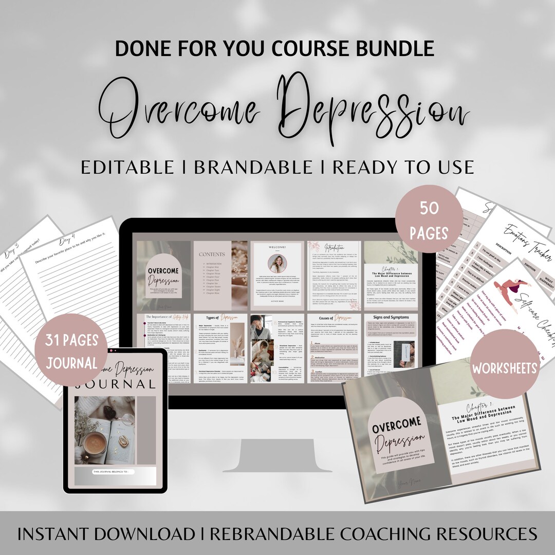 Overcome Depression Done for You Coach Workbook, Brandable Coaching ...