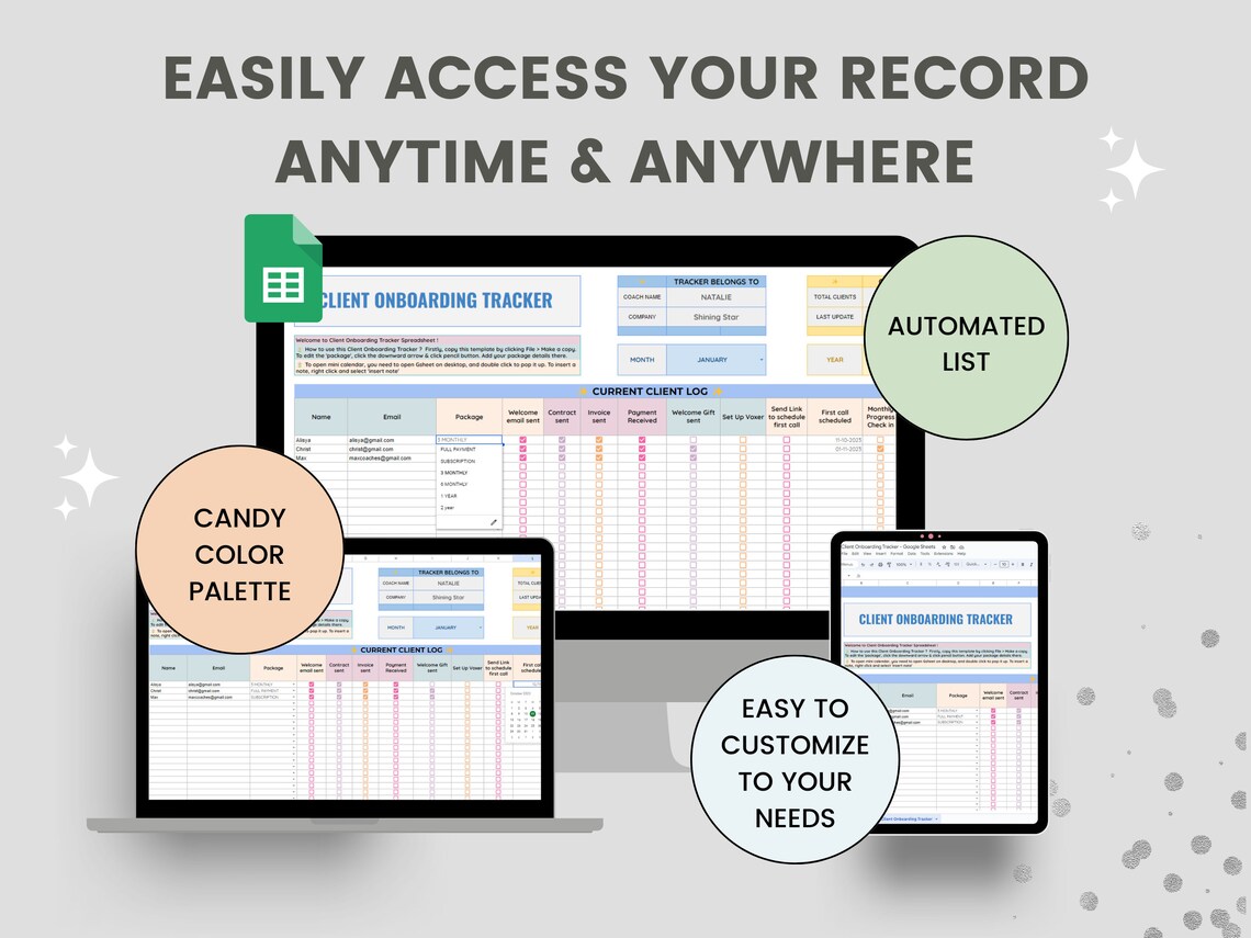 Client Onboarding Tracker Spreadsheet for Coaches, Client Tracker ...