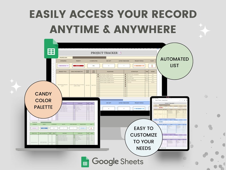 Project Tracker Spreadsheet, Google Sheets Tasks Manager Spreadsheet ...
