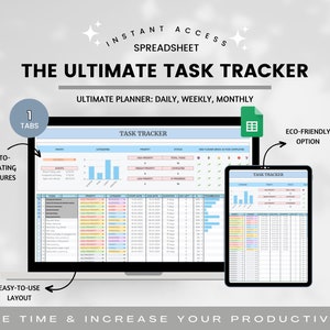 Task Tracker Spreadsheet, to Do List Spreadsheet, Productivity Planner ...