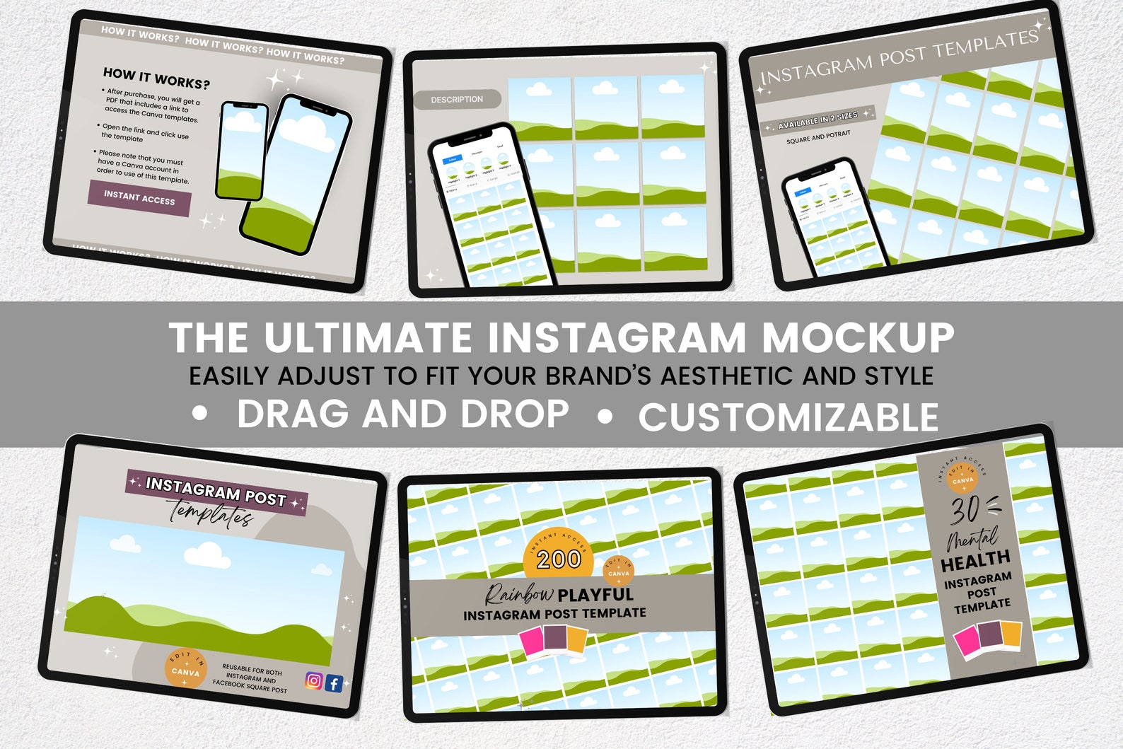 Instagram Content & Instagram Highlight Mock-up Templates, Social Media ...