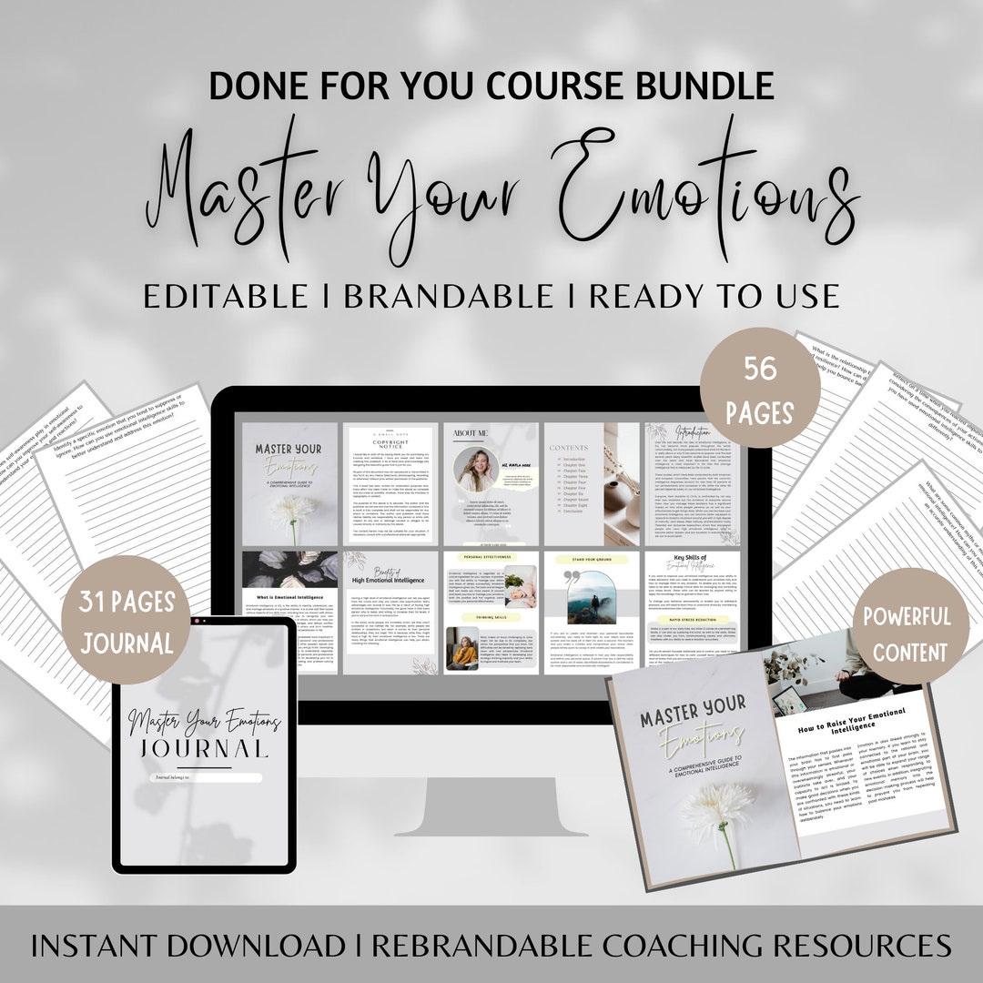 Done for You Master Your Emotion Brandable Ecourse, Emotional Intelligence Guide, Journal, Life ...