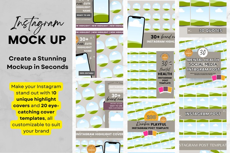 Instagram Content & Instagram Highlight Mock-up Templates, Social Media ...