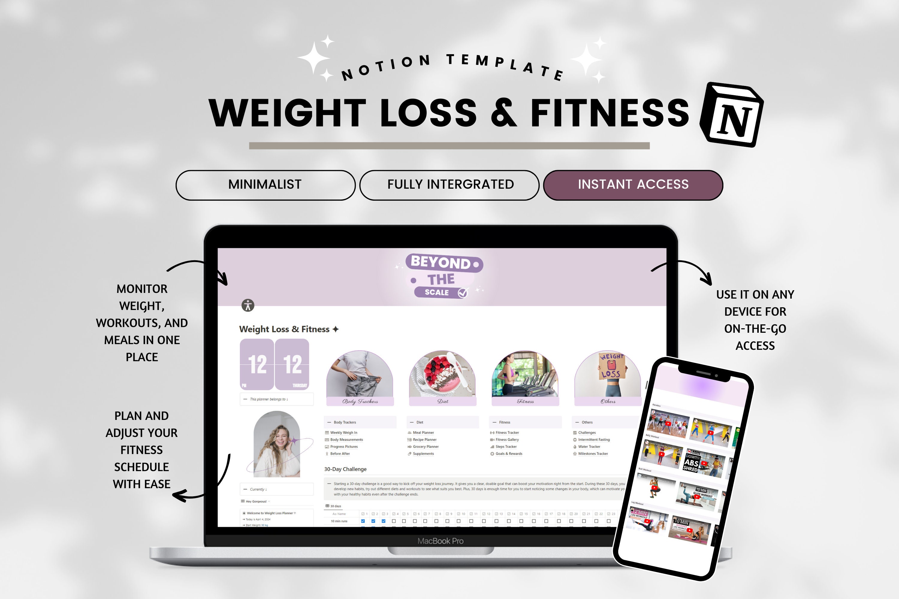 Weight Loss Tracker Notion Template, Weight Tracker, Calorie Tracker Meal Planner Journal ...