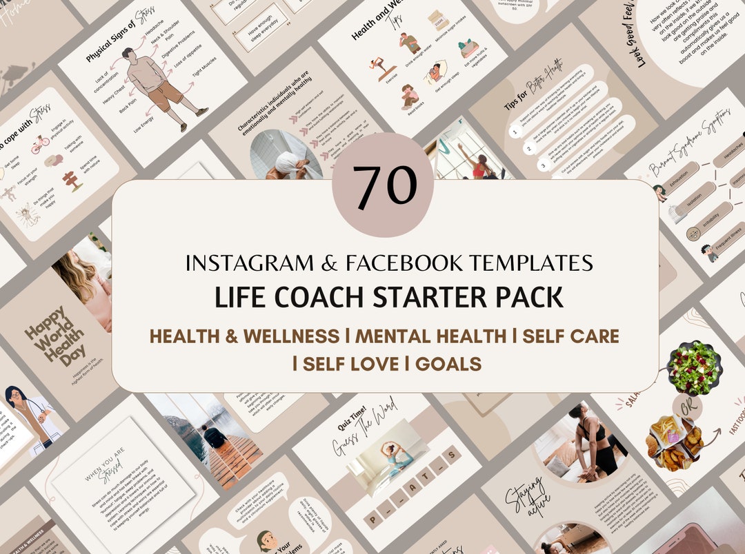 70 Wellness & Health Coach Instagram Canva Templates L Life Coach ...