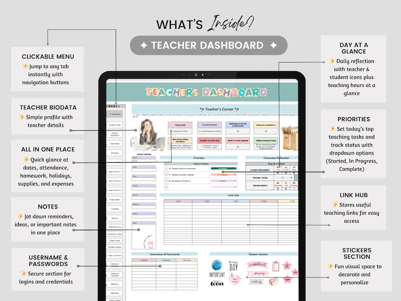 Teacher Student Planner Google Sheets Tracker, Lesson Planner ...