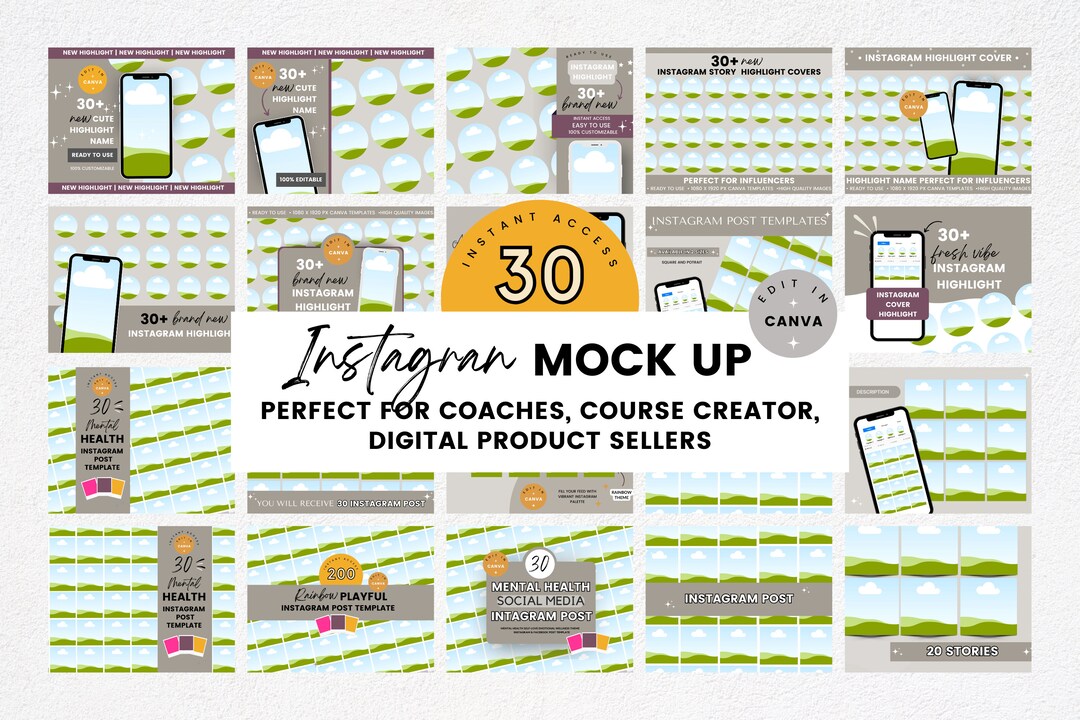 Instagram Content & Instagram Highlight Mock-up Templates, Social Media ...