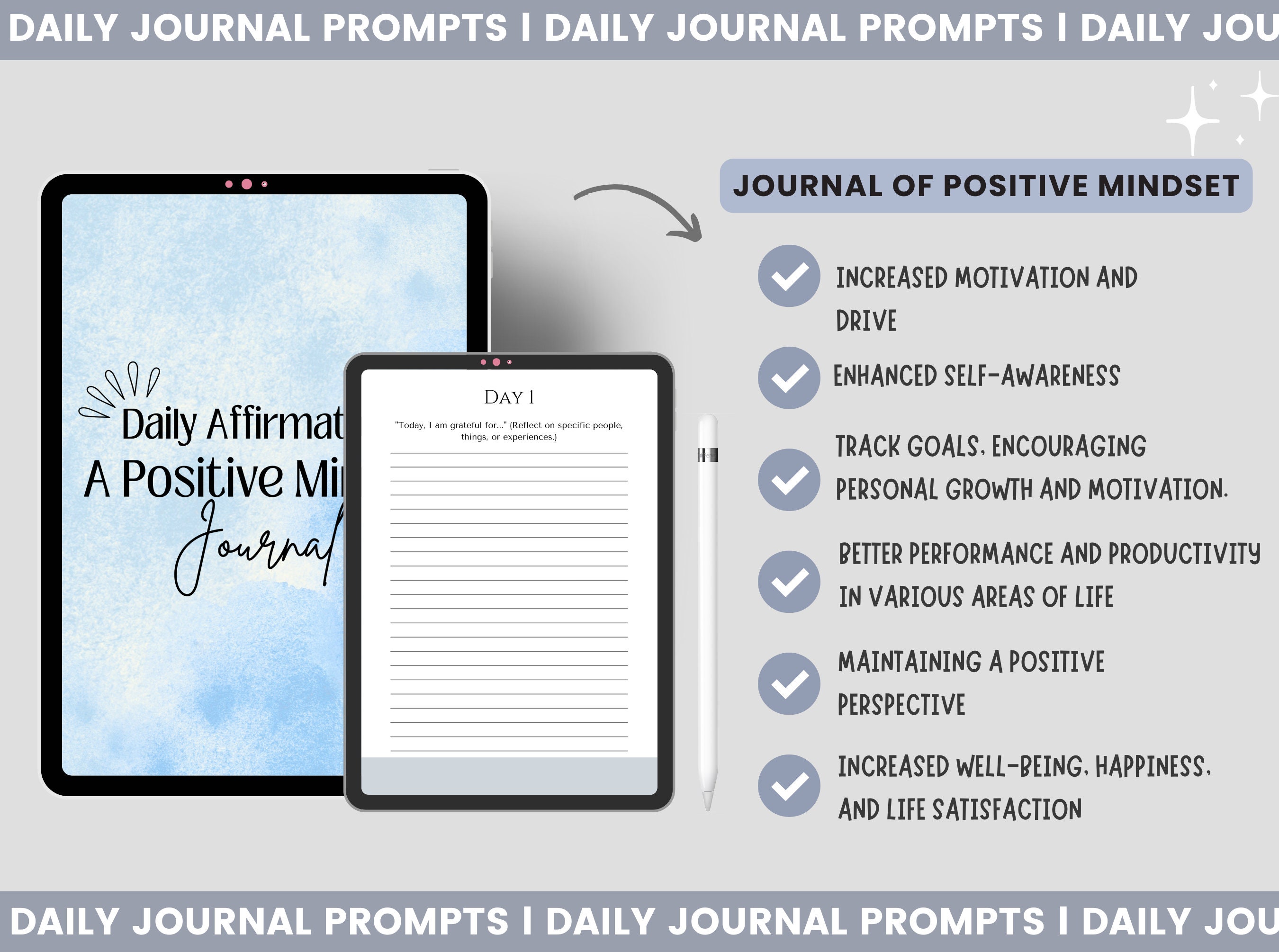 Daily Positive Mindset Journal Done for You, Positive Thinking Journal ...