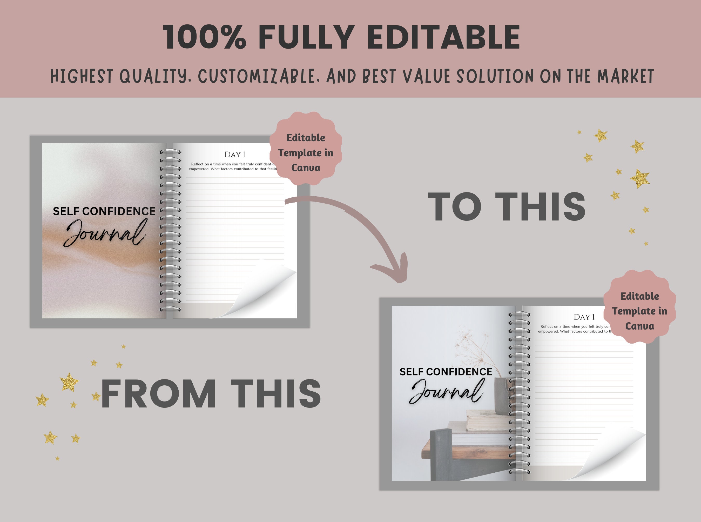 Daily Self Confidence Journal Done for You, Self Esteem Journal, Self ...