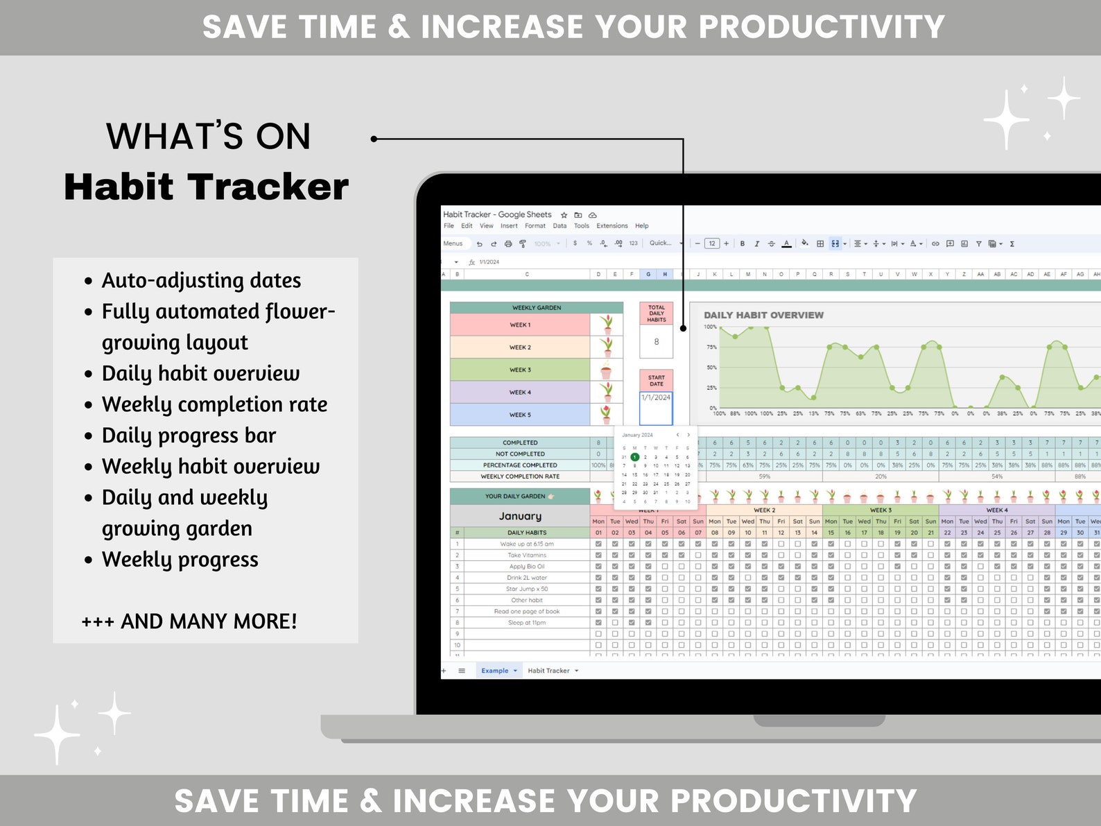 Habit Tracker Spreadsheet, Daily, Weekly, Monthly Habit Planner ...