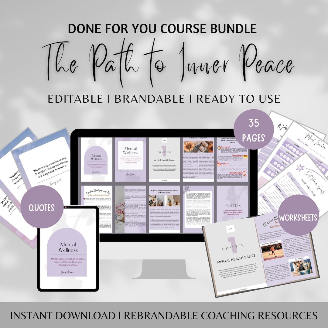 Achieving Inner Peace Done for You Ebook, Mental Wellness Brandable Ecourse, Mental Health, Life ...