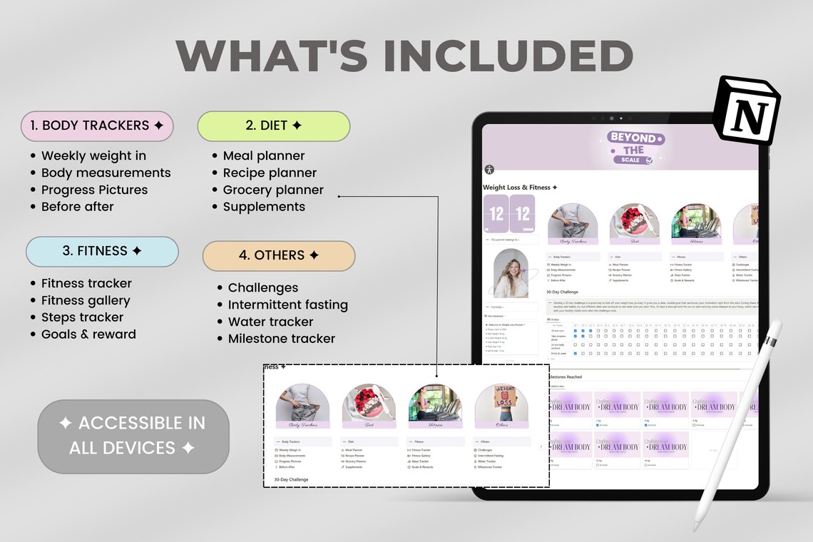 Weight Loss Tracker Notion Template, Weight Tracker, Calorie Tracker ...