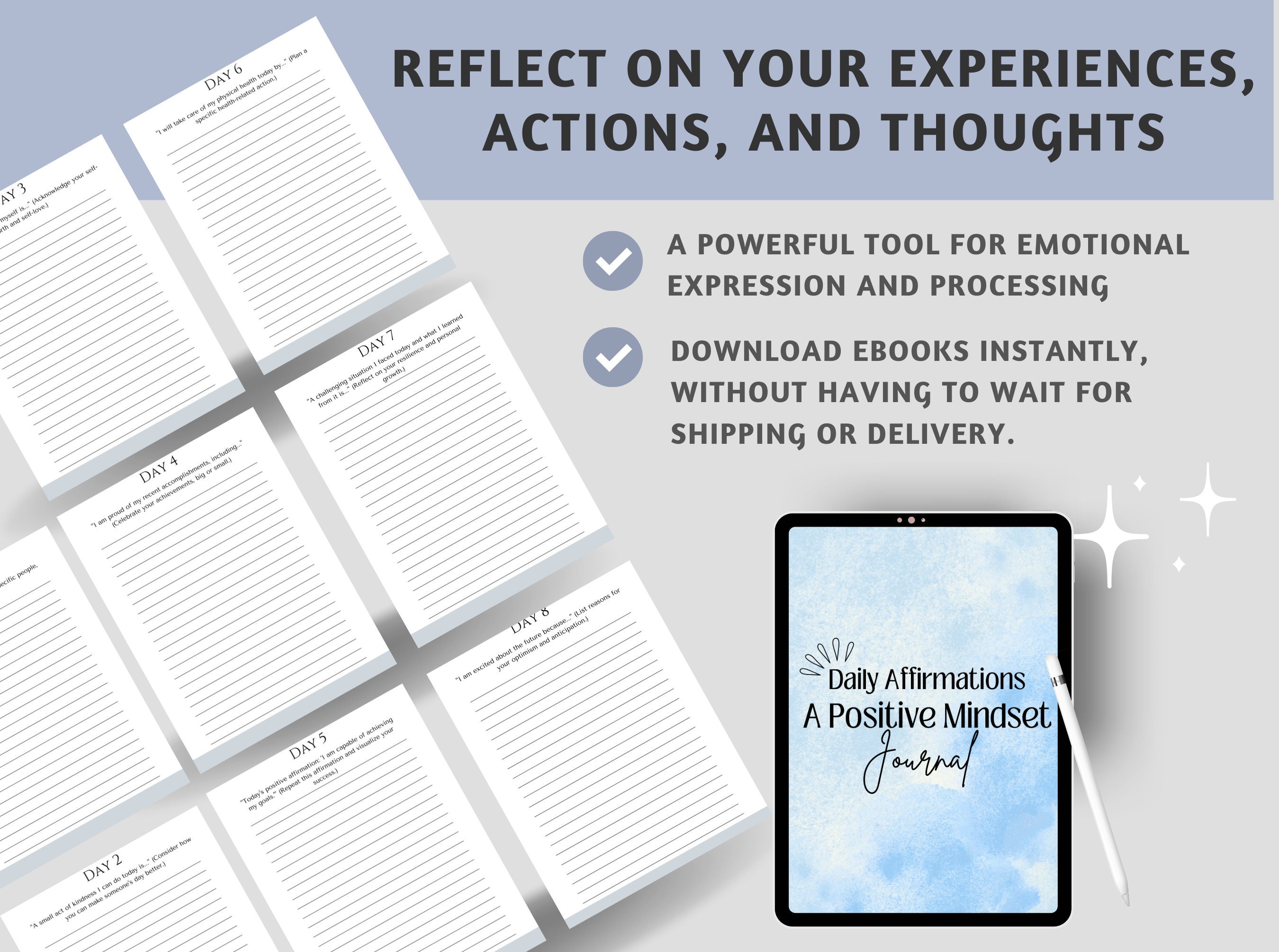 Daily Positive Mindset Journal Done for You, Positive Thinking Journal ...