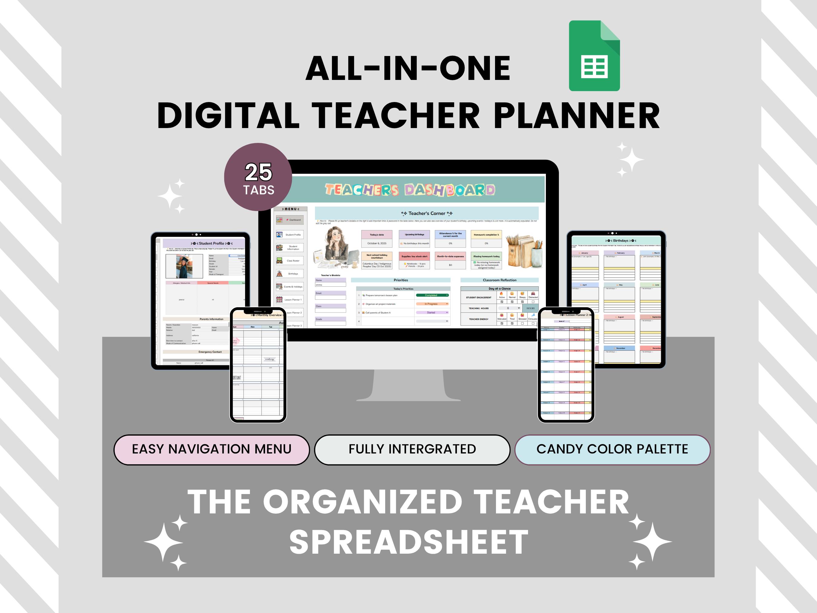 Teacher Student Planner Google Sheets Tracker, Lesson Planner ...