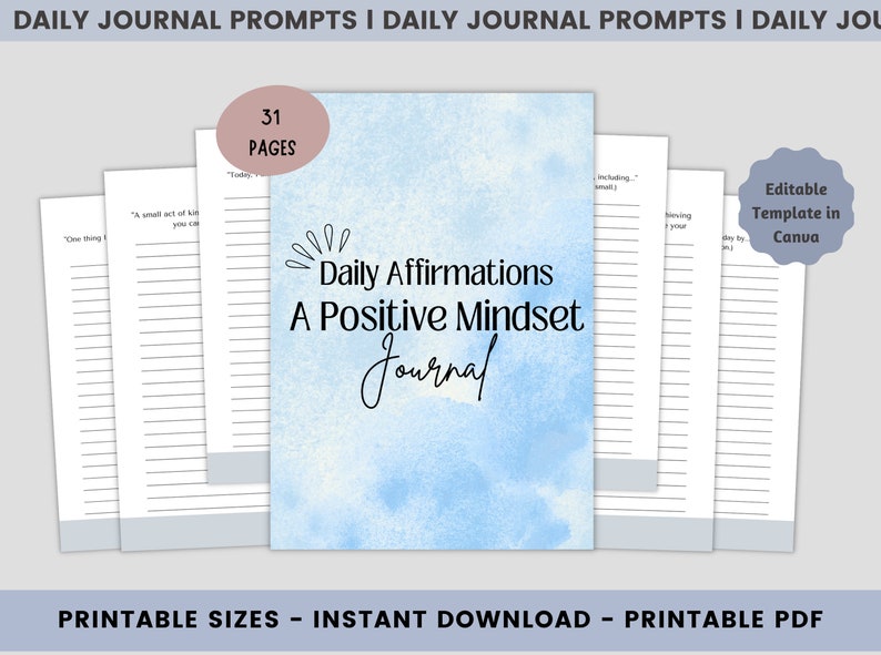 Daily Positive Mindset Journal Done for You, Positive Thinking Journal ...