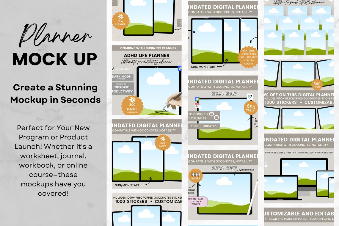 Planner Mockup Canva Template for Coaches, Course Creator Mockup ...