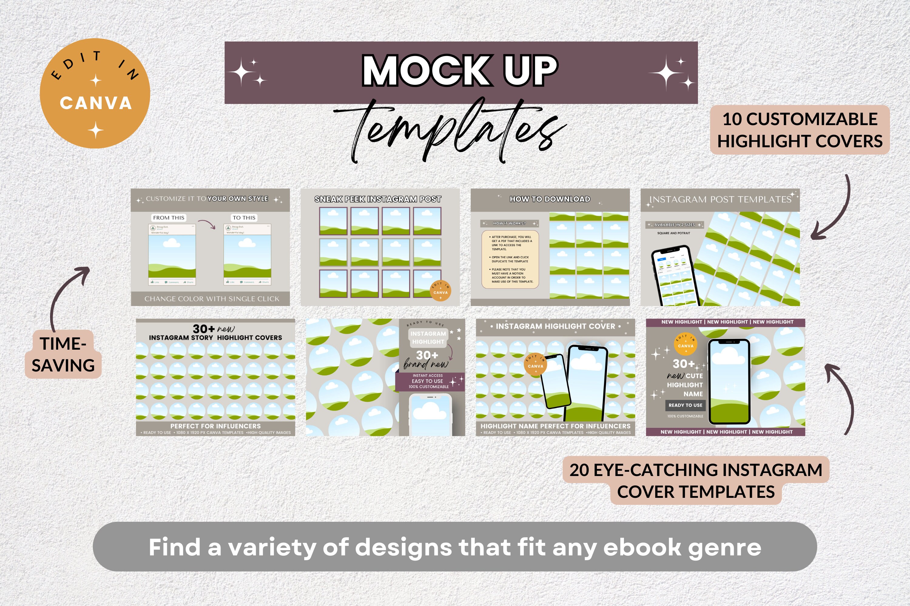 Instagram Content & Instagram Highlight Mock-up Templates, Social Media ...