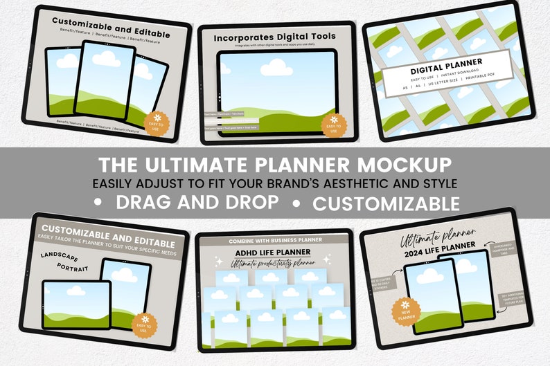 Planner Mockup Canva Template for Coaches, Course Creator Mockup ...