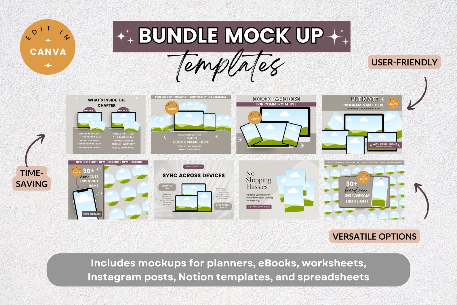 170 Mockup Canva Template for Coaches, Course Creator Mockup, Digital ...