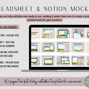 Notion and Spreadsheet Mockup Canva Template for Coaches, Course ...