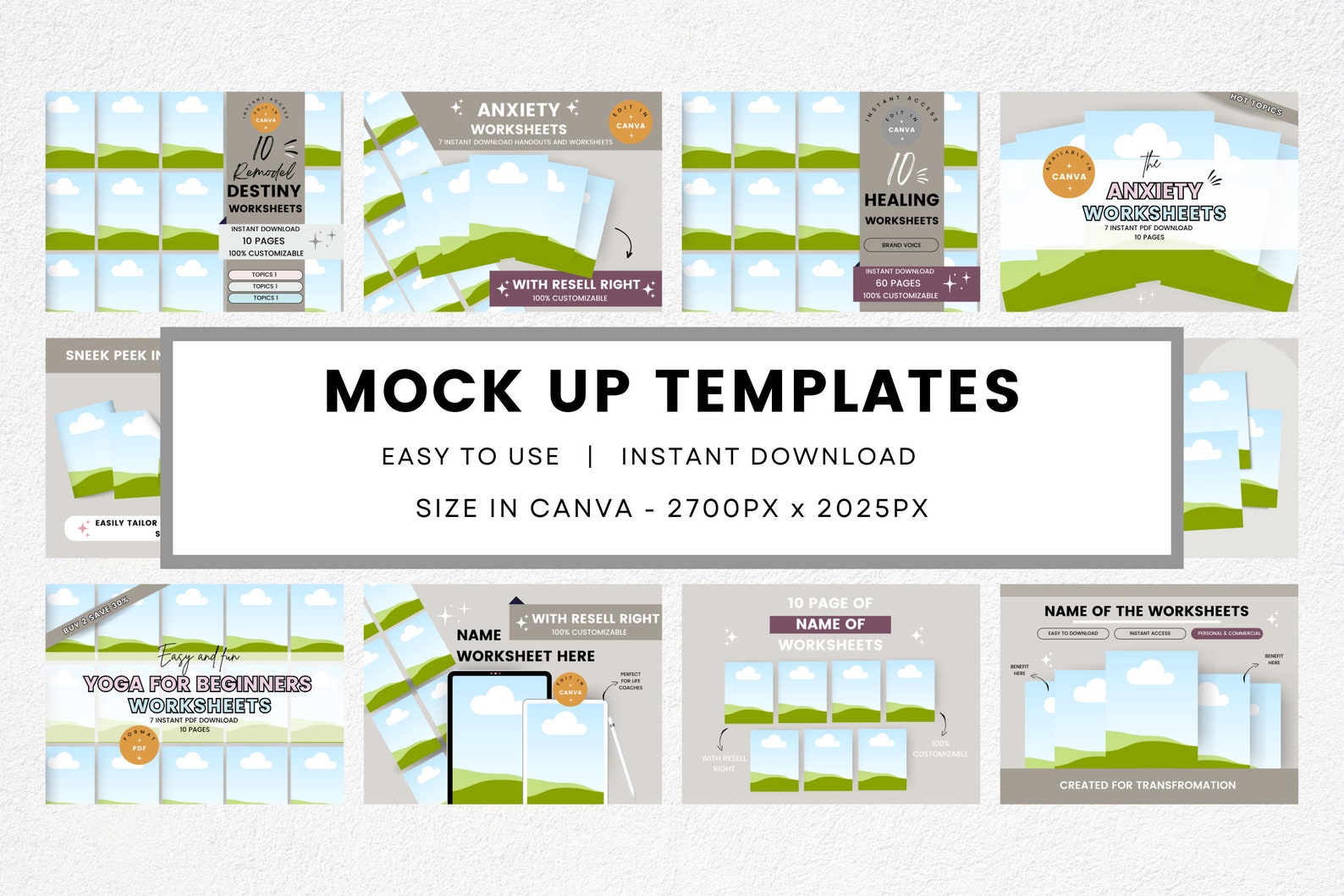 Mockup Canva Template for Coaches, Planner Mockup, Worksheets Mockup ...