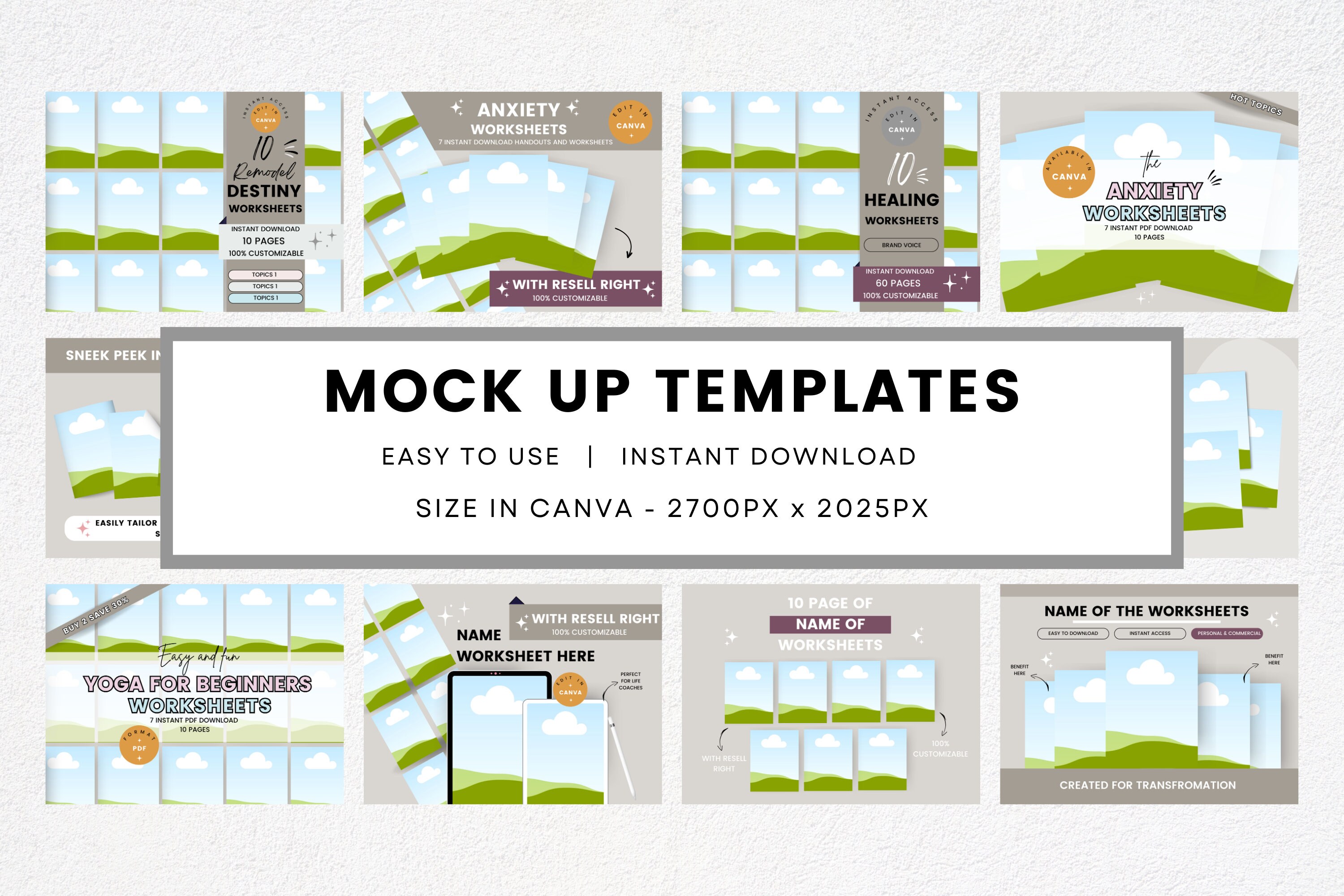 Mockup Canva Template for Coaches, Planner Mockup, Worksheets Mockup ...