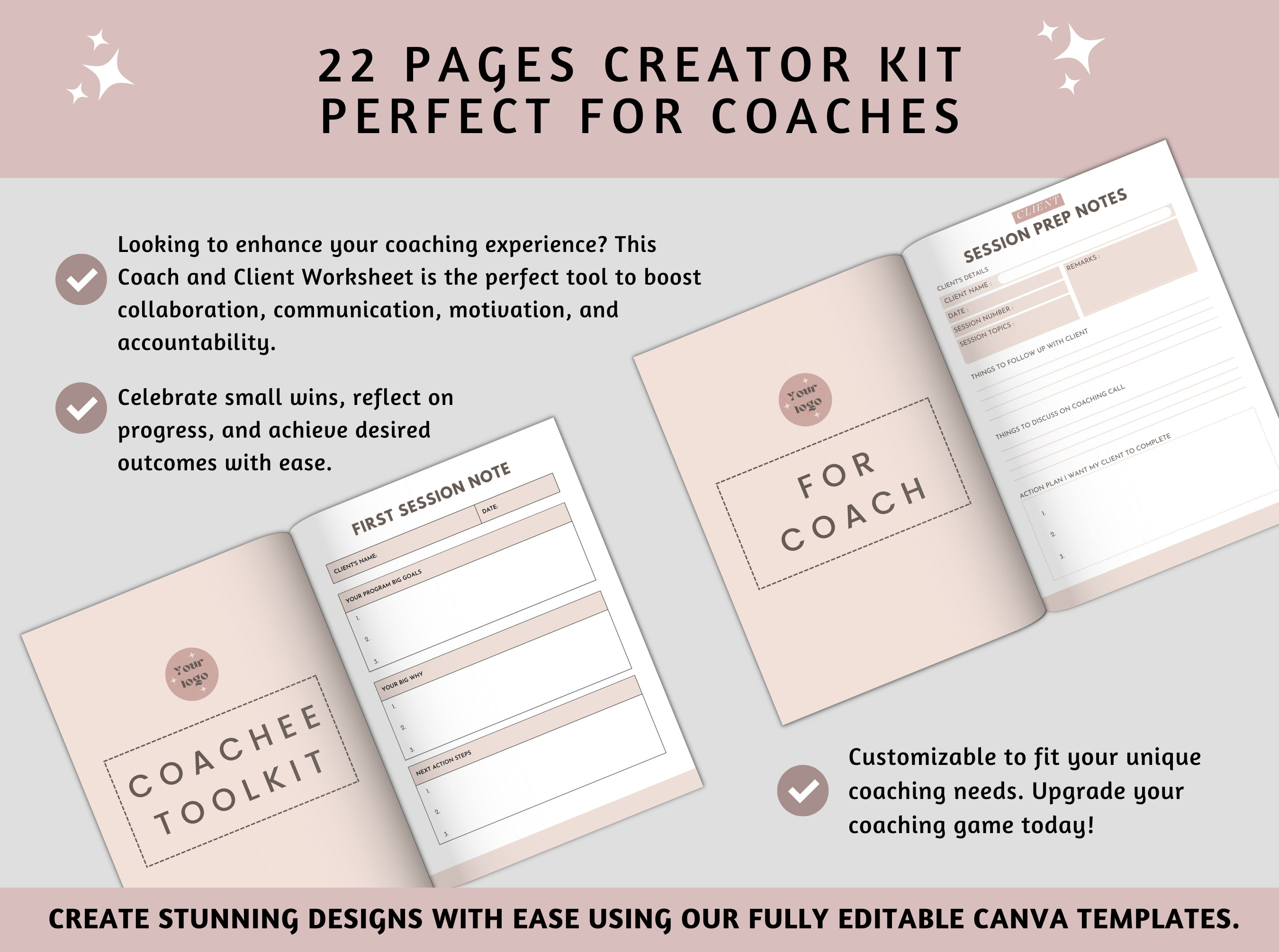 Coaching Session Canva Worksheets, Client Session, Coaching Toolkit ...