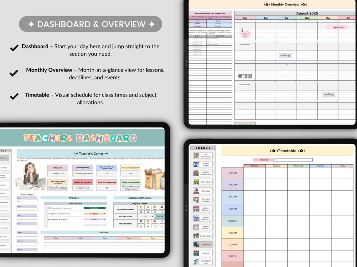 Teacher Student Planner Google Sheets Tracker, Lesson Planner ...
