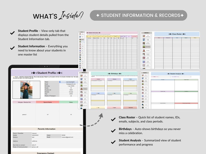 Teacher Student Planner Google Sheets Tracker, Lesson Planner ...