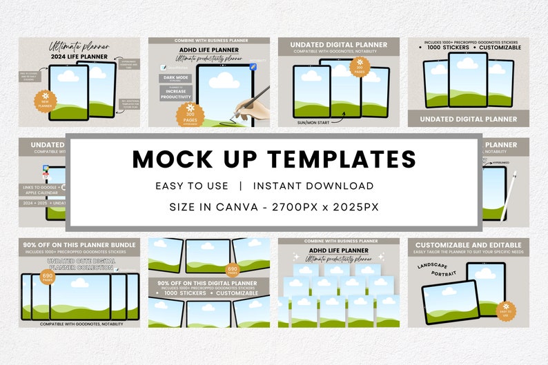 Planner Mockup Canva Template for Coaches, Course Creator Mockup ...