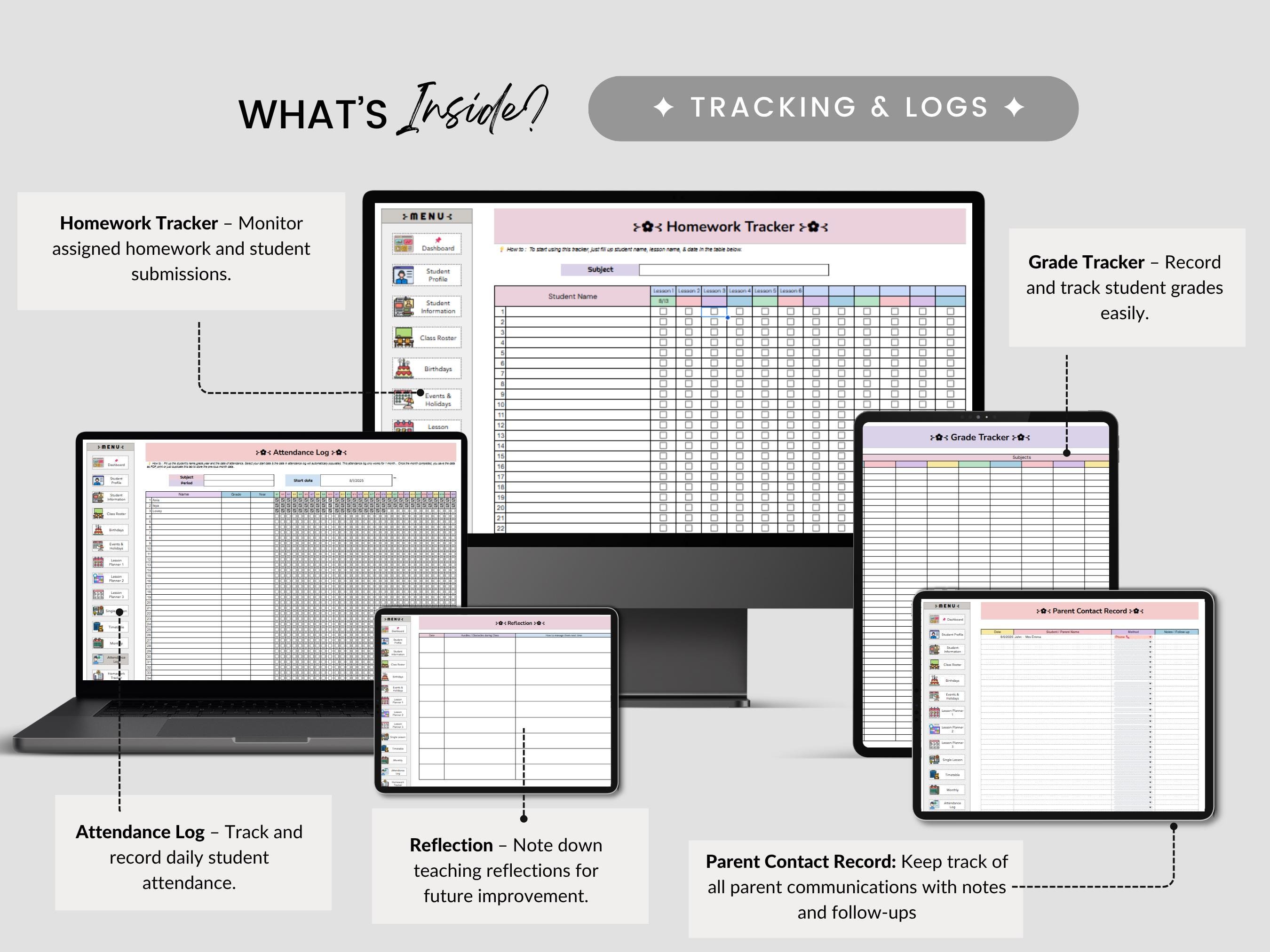 Teacher Student Planner Google Sheets Tracker, Lesson Planner ...