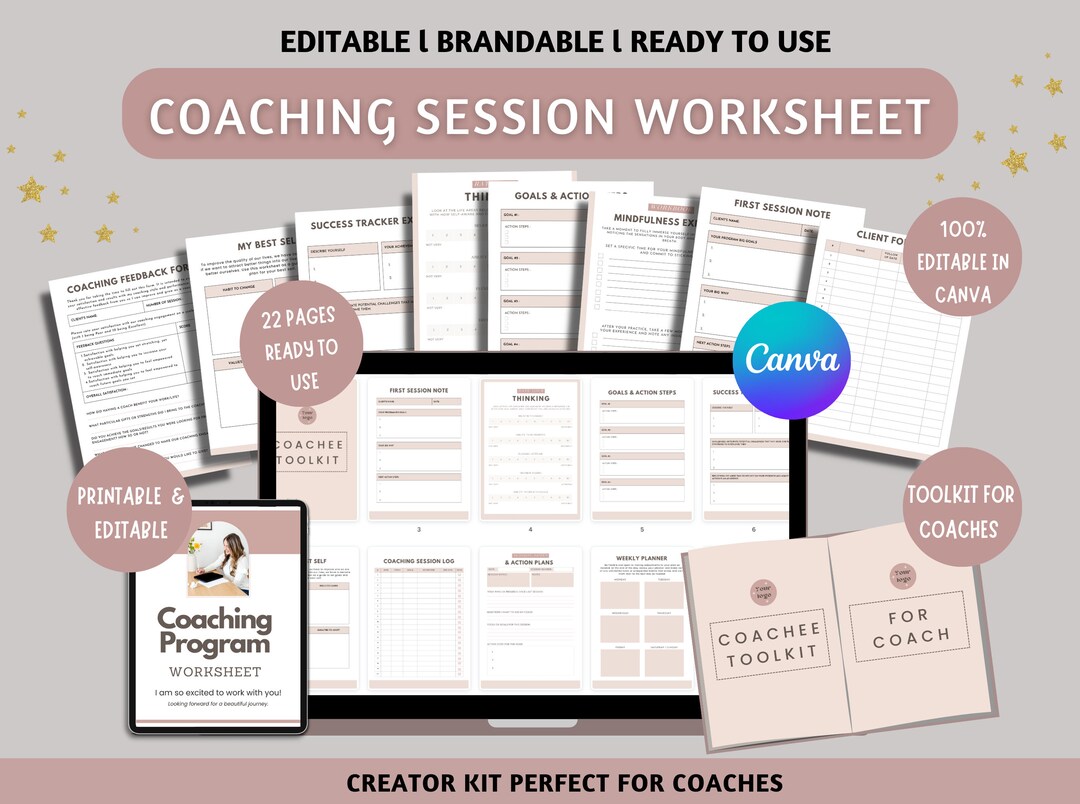 Coaching Session Canva Worksheets Client Session Coaching - Etsy