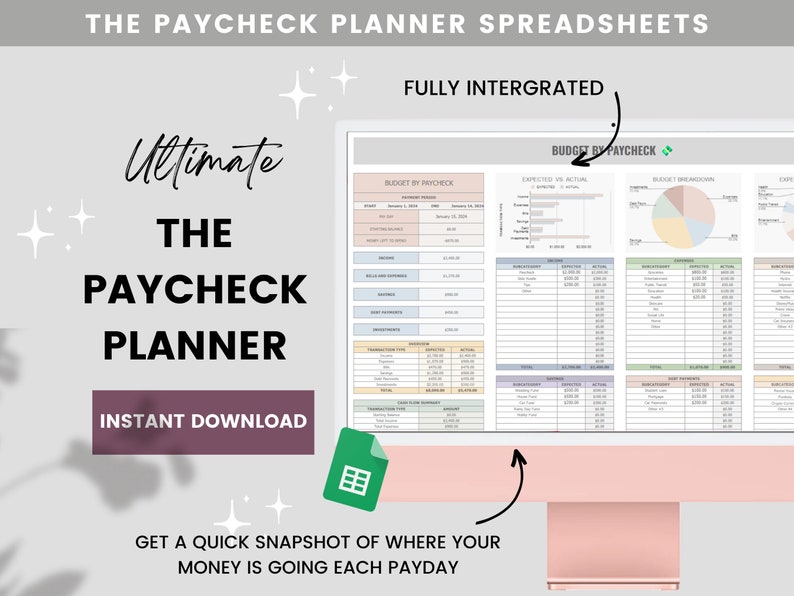 Paycheck Budget Spreadsheet for Google Sheets, Budget by Paycheck ...