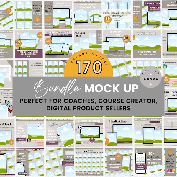 170 Mockup Canva Template for Coaches, Course Creator Mockup, Digital ...