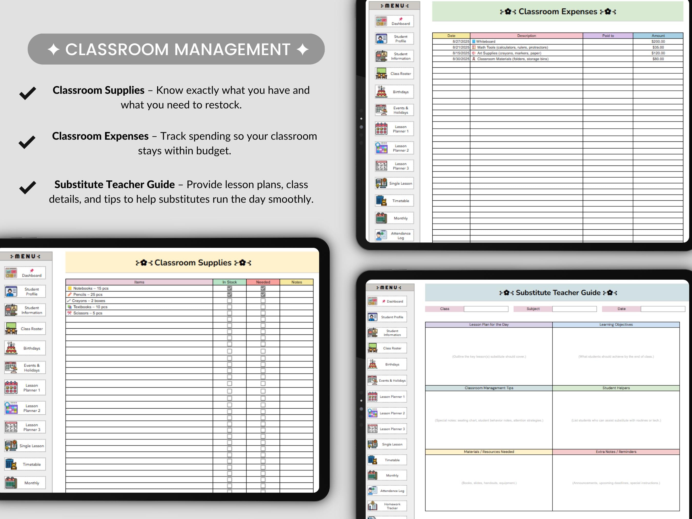 Teacher Student Planner Google Sheets Tracker, Lesson Planner ...