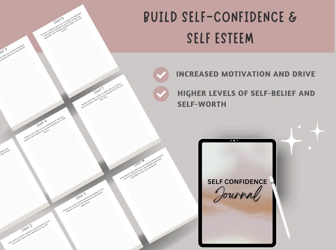 Daily Self Confidence Journal Done for You, Self Esteem Journal, Self ...