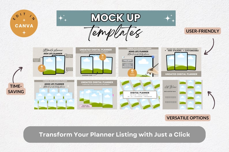 Planner Mockup Canva Template for Coaches, Course Creator Mockup ...