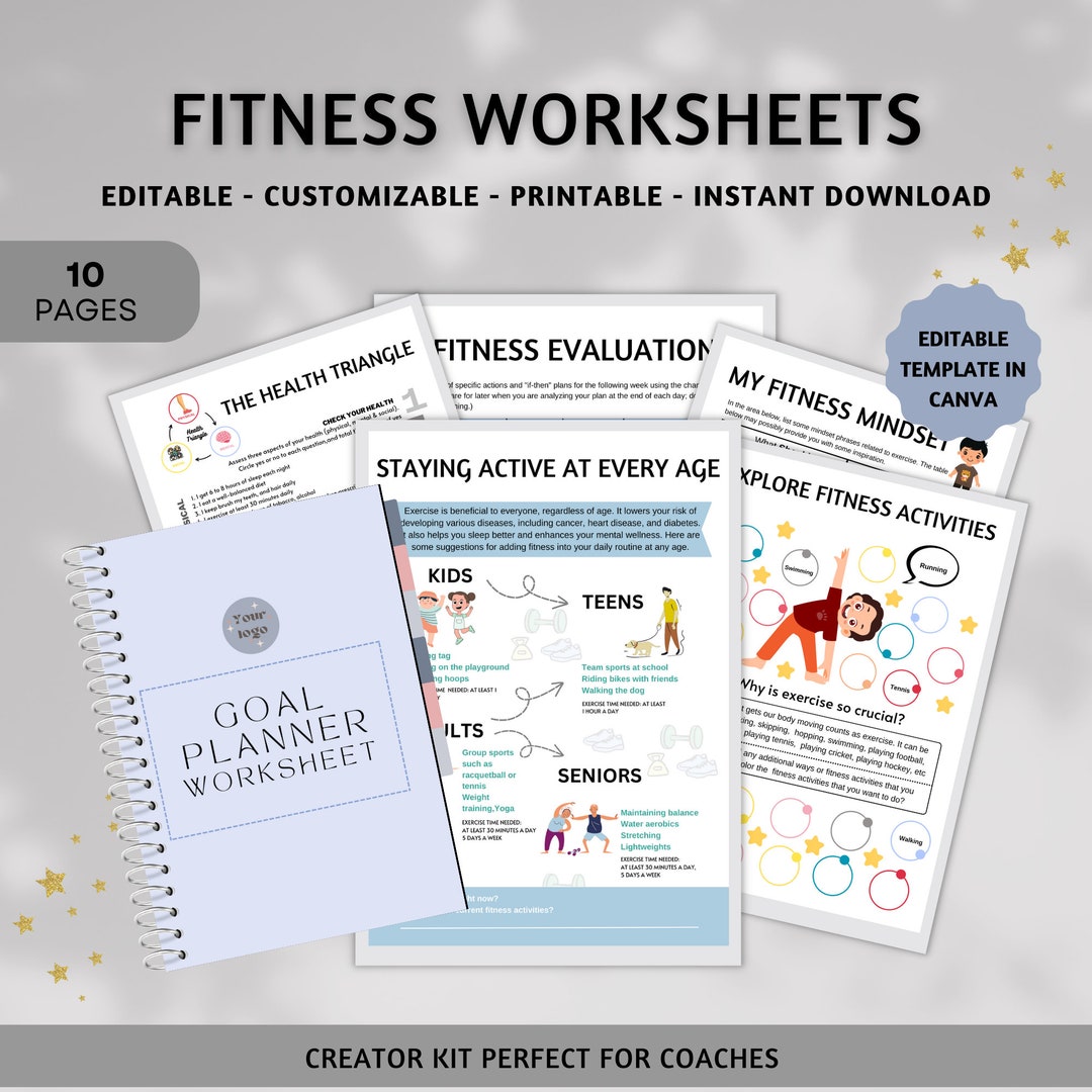 Fitness Worksheets Done for You, Weight Loss Tracker, Fitness Planner ...